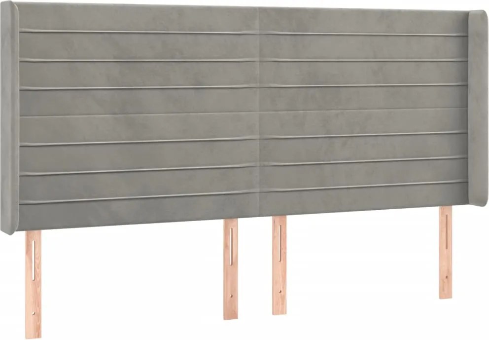Box spring postel s matrací a LED světle šedá 200x200 cm samet 3139643