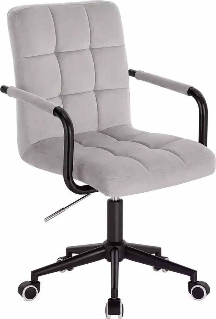 LuxuryForm DESIGN Otočná židle VERONA BLACK VELUR na černé podstavě s kolečky - světle šedá