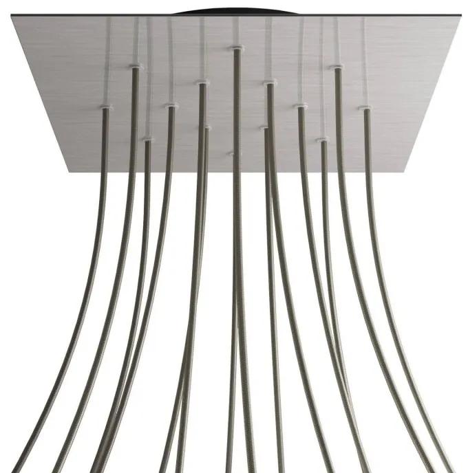 creative cables Čtvercový stropní baldachýn ROSE ONE, 400 mm, 14 otvorů a 4 boční otvory Barva komponentu: Hořčicově žlutá, Barva montury: Bílá