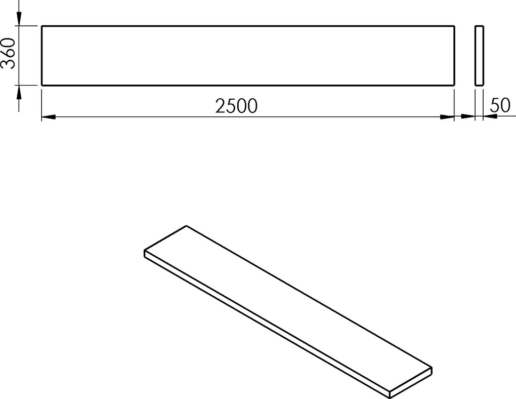 Sapho AVICE deska 250 x 36 cm dub Rover AV2564