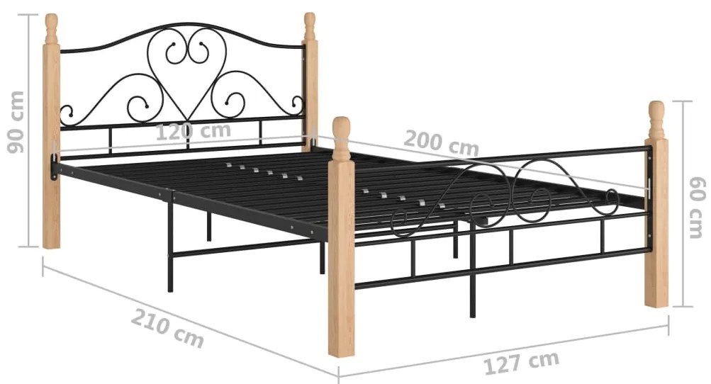 vidaXL Marketos Rám postele černý kov 120 x 200 cm