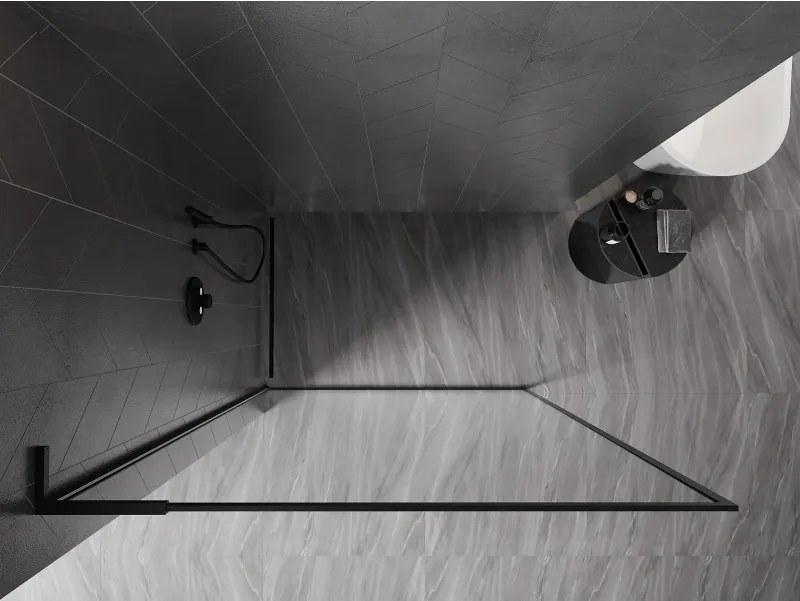 Mexen Kioto-XF L sprchová stěna Walk-in s rámem 90 x 202 cm, průhledná 10 mm, černá - 800-090-174-70-00-XF