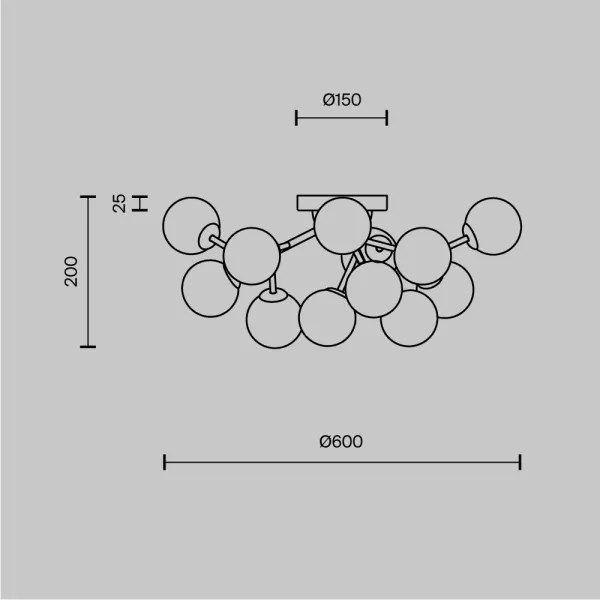 Maytoni MOD545CL-12B - Stropní svítidlo DALLAS 12xG9/28W/230V černá/kouřová