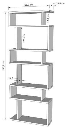Knihovna BATES 160x60 cm bílá/dub