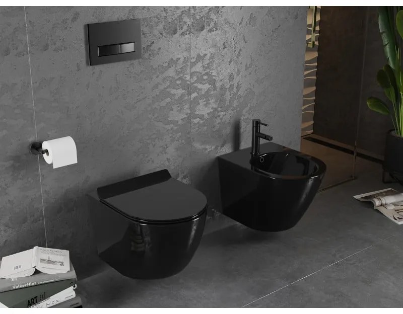 Mexen Lena Rimless závěsné WC se sedátkem s pomalým zavíráním, černá - 30224070