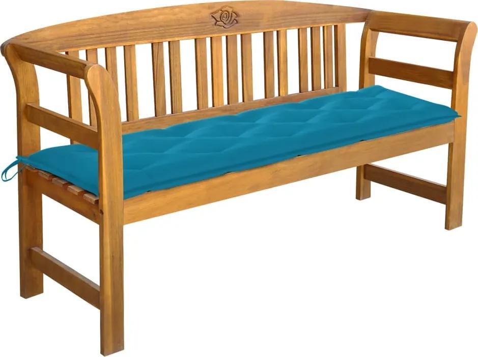 vidaXL Zahradní lavice s poduškou 157 cm masivní akáciové dřevo [3064288] Barva: Modrá