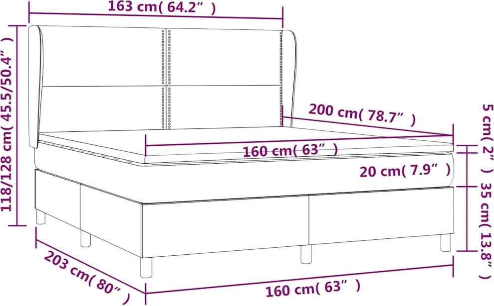 Box spring postel s matrací tmavě šedá 160x200 cm samet 3129160
