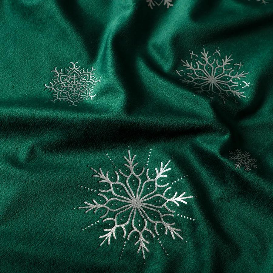 Vánoční ubrus - běhoun na stůl SNOWFLAKE smaragdová/stříbrná 40x160 cm Mybesthome