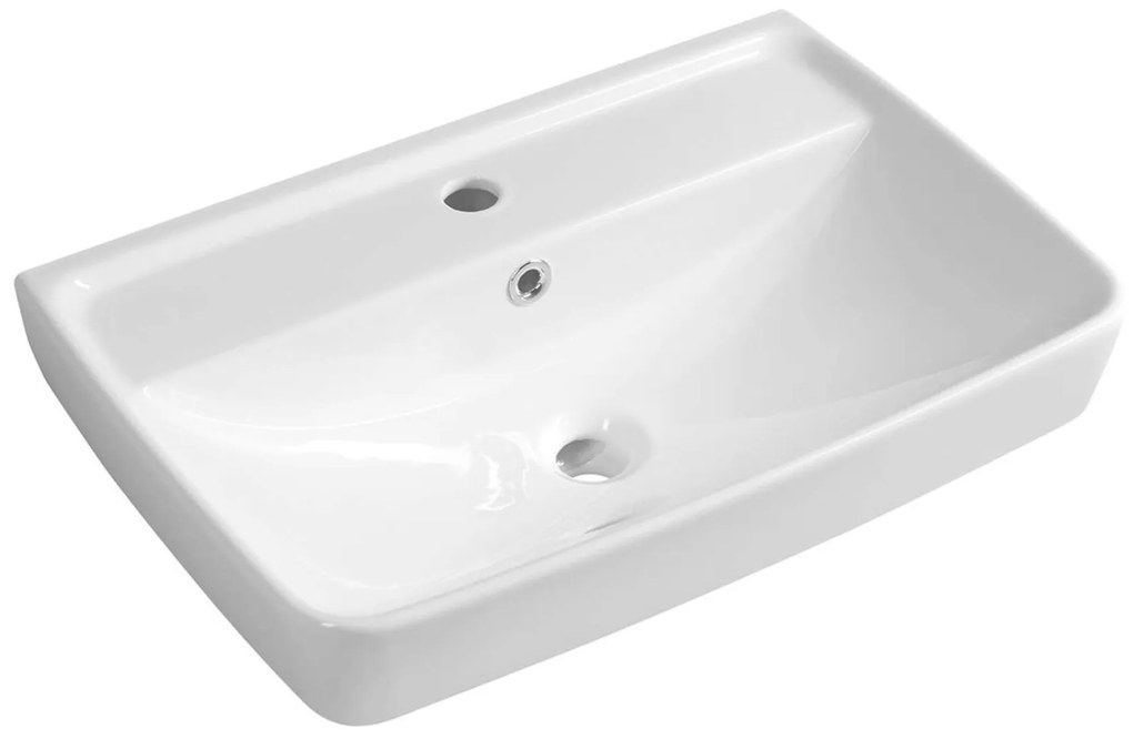 Aqualine - Umyvadlo 60x40 cm, s přepadem, otvor pro baterii, bílá TU0351