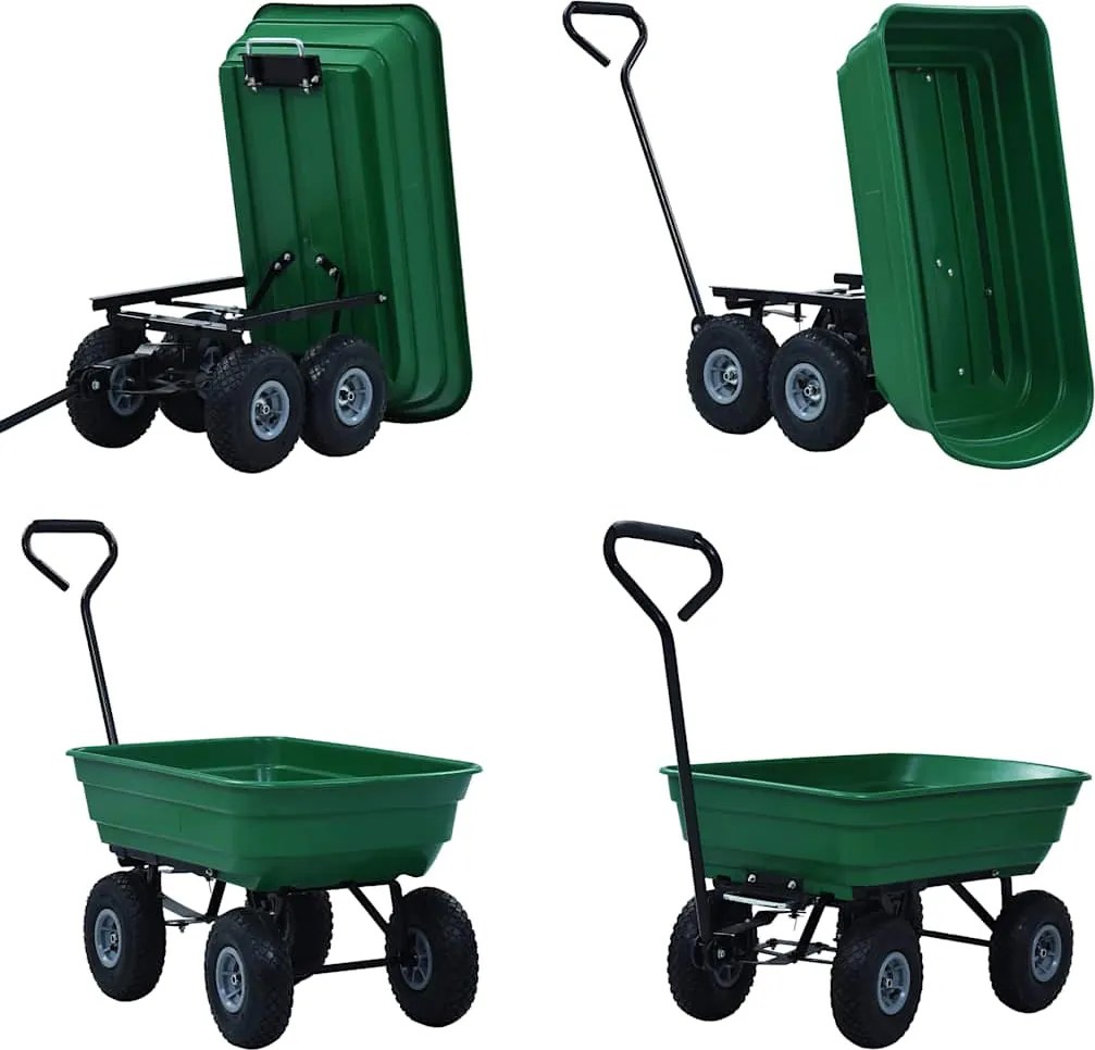 Zahradní sklápěcí ruční vozík 300 kg 75 l zelený 145507