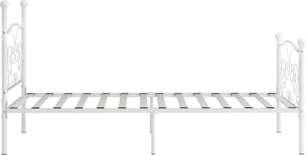 Rám postele s laťkovým roštem bílý kov 100 x 200 cm 284448