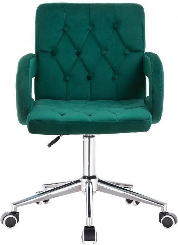 LuxuryForm DESIGN Otočná židle BOSTON VELUR na stříbrné podstavě s kolečky - zelená