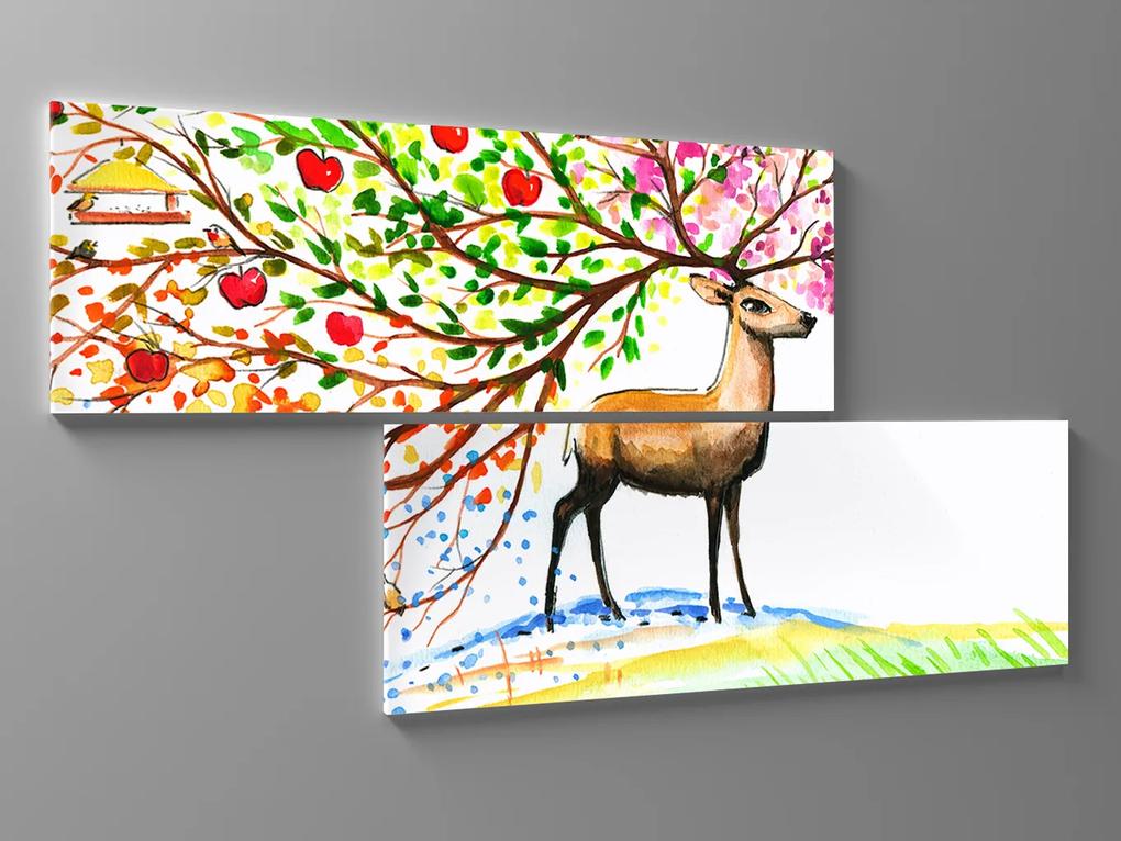 Liox Obraz jelen v ročních obdobích Rozměr: 160 x 80 cm