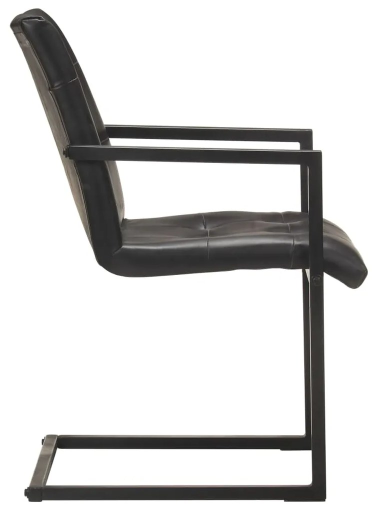 Konzolové jídelní židle 2 ks černé pravá kůže - Default Title