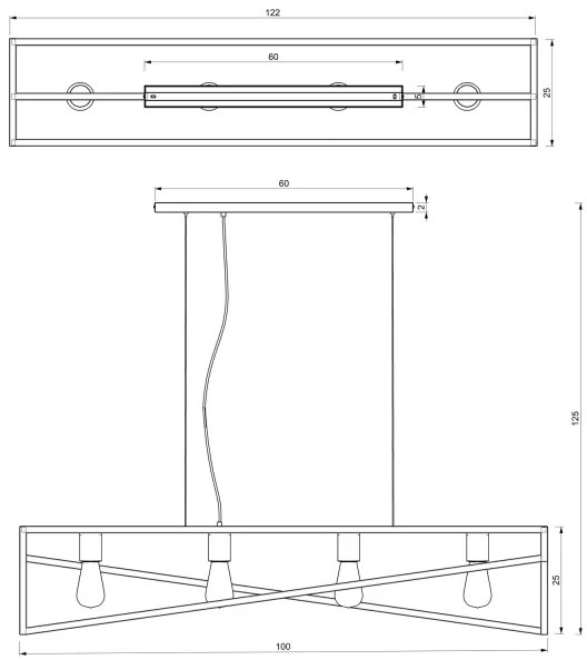 Lustr na lanku GOTE 4xE27/60W/230V