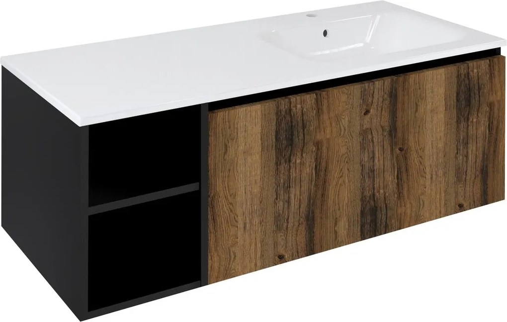 Sapho Lorea koupelnová skříňka pod umyvadlo 120 x 46 x 51,5 cm (30P+90cm) pravá dub collingwood/černá mat LE090-1935-R-06