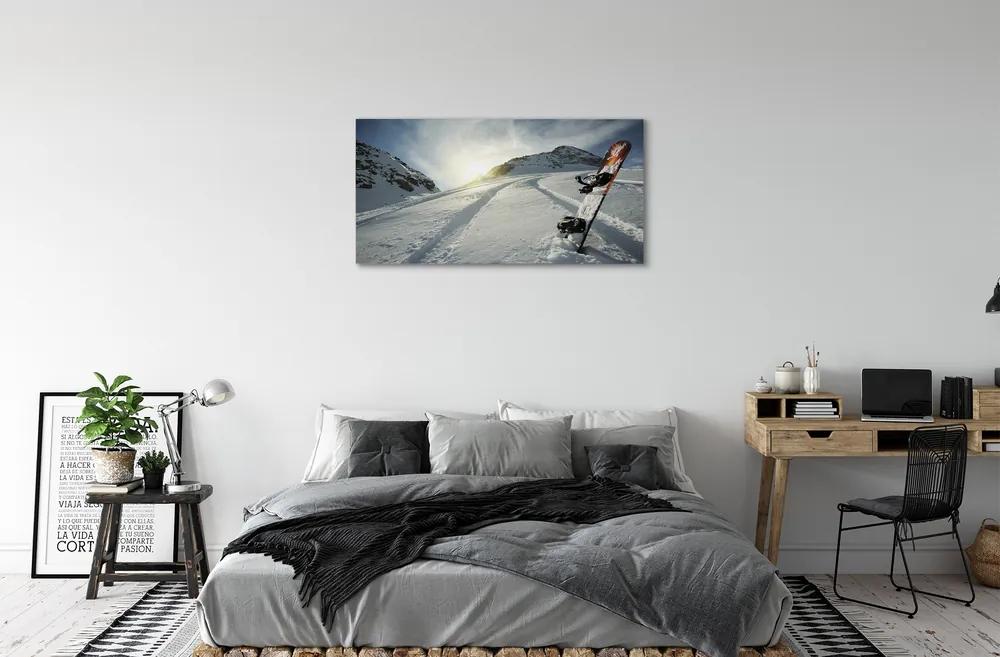 Obrazy na plátně Deska ve sněhu horách 100x50 cm