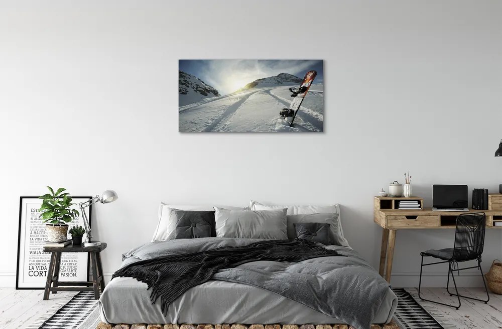 Obrazy na plátně Deska ve sněhu horách 125x50 cm