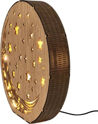 Dřevěná LED stolní lampa Měsíc a hvězdy – Noční lampa| SENTOP LED0612