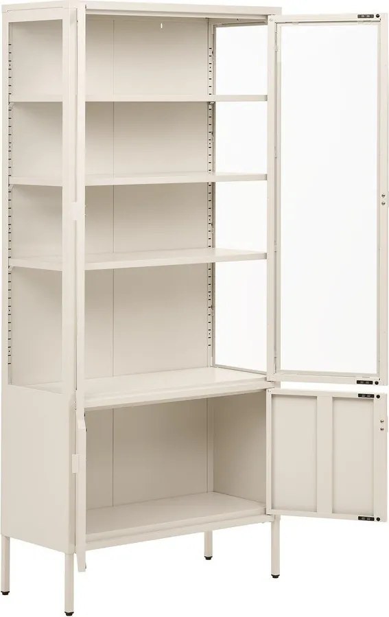 Krémová ocelová vitrína 80x180x35 cm Brisbane – House Nordic
