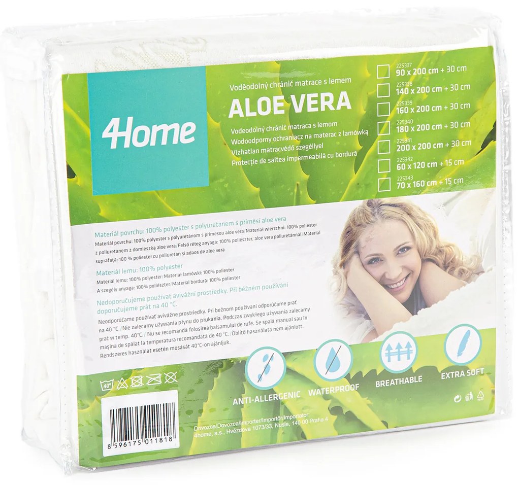 4Home Aloe Vera Nepropustný chránič matrace s lemem, 60 x 120 cm