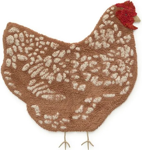 Lorena Canals, Dětský kusový koberec Chicken, 100x110, hnědá, dětský pokoj