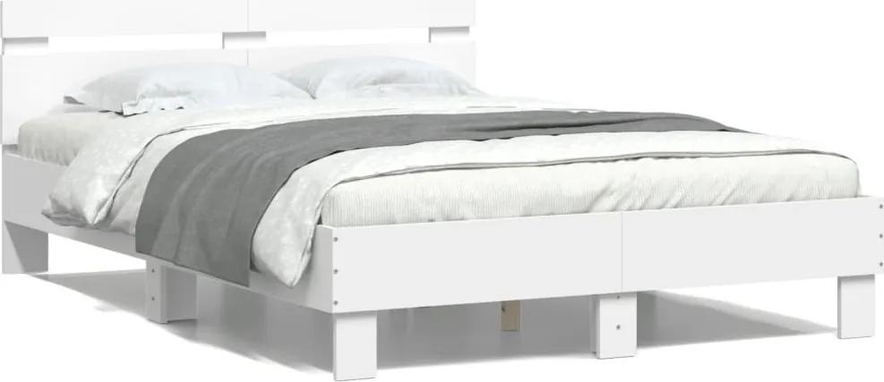 vidaXL Rám postele s čelem a LED osvětlením 135 x 190 cm [3207568] Barva: Betonová šedá