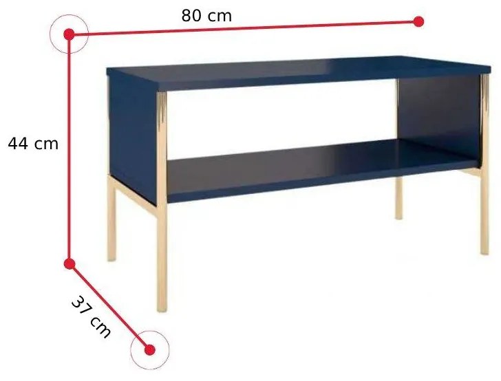 Expedo Konferenční stolek STEP, 80x44x37, modrá/zlatá