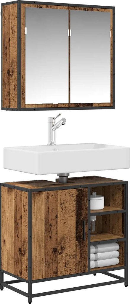 Sada koupelnového nábytku 2 ks Staré dřevo 65 x 33 x 60 cm 3402402
