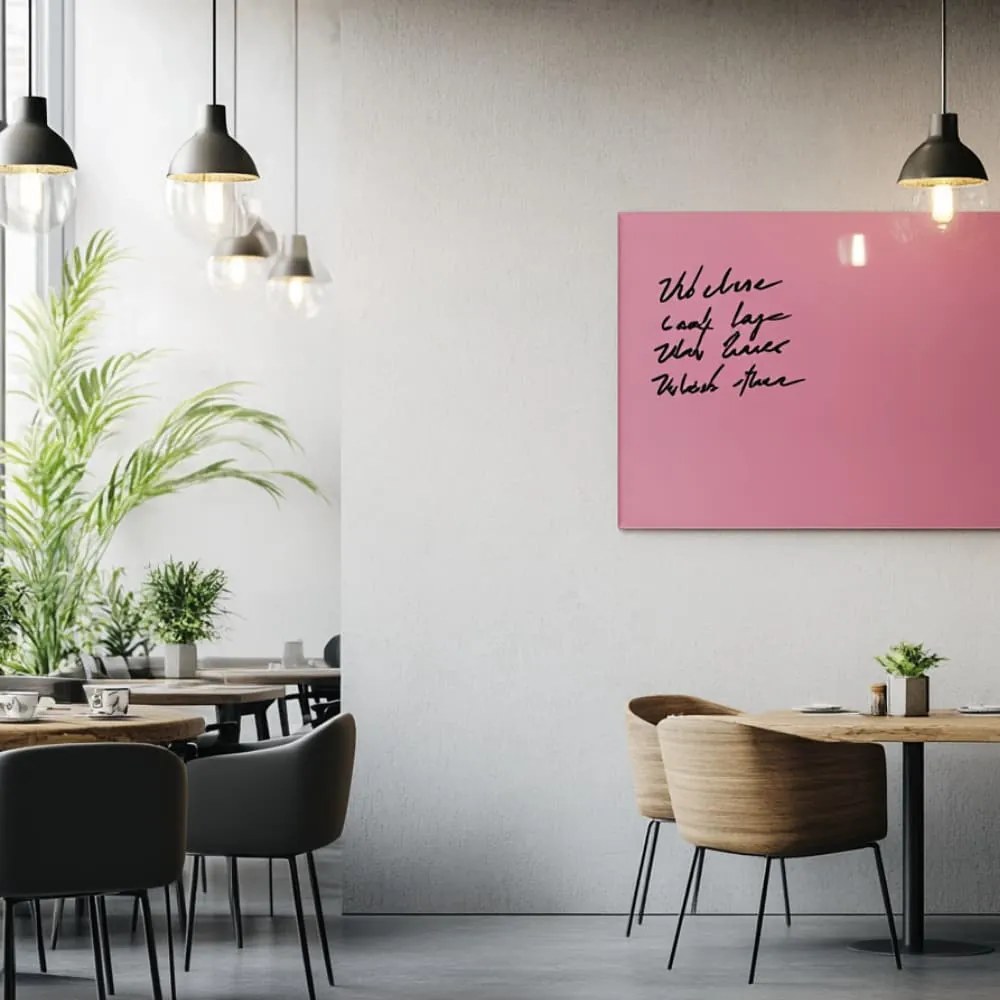 Růžová perlová skleněná magnetická tabule do restaurace Smatab® - 100 × 150 cm