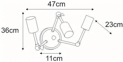 KEJO Nástěnné bodové designové osvětlení ZARA, 3xE27, 60W, černé K-8040-3