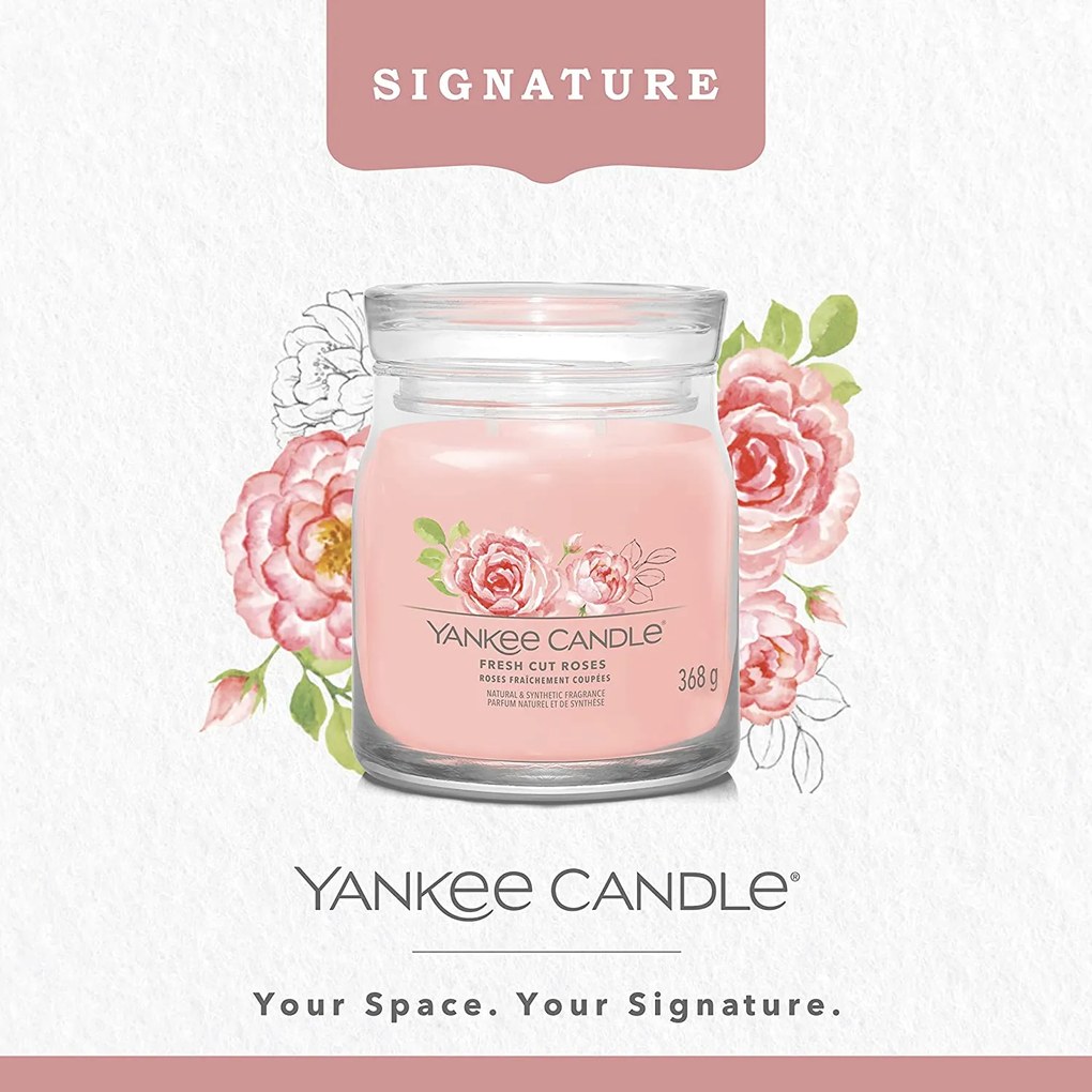 Yankee Candle vonná svíčka Signature ve skle střední Fresh Cut Roses 368g
