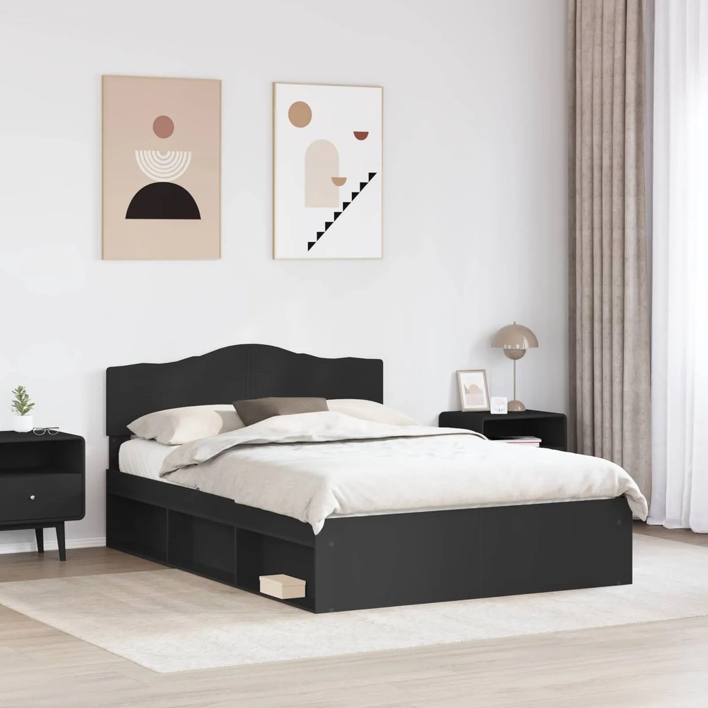 Rám postele s čelo Černá 160 x 200 cm Masivní borové dřevo 3412872