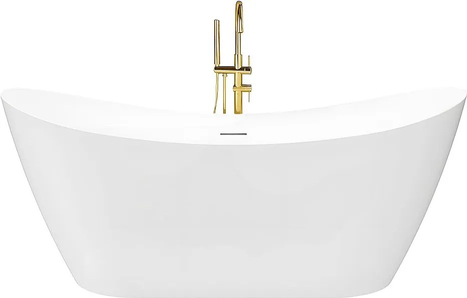 Rea Ferrano Slim, volně stojící vana 170x73 cm, bílá, zlatý matný click-clack, KPL-W7330