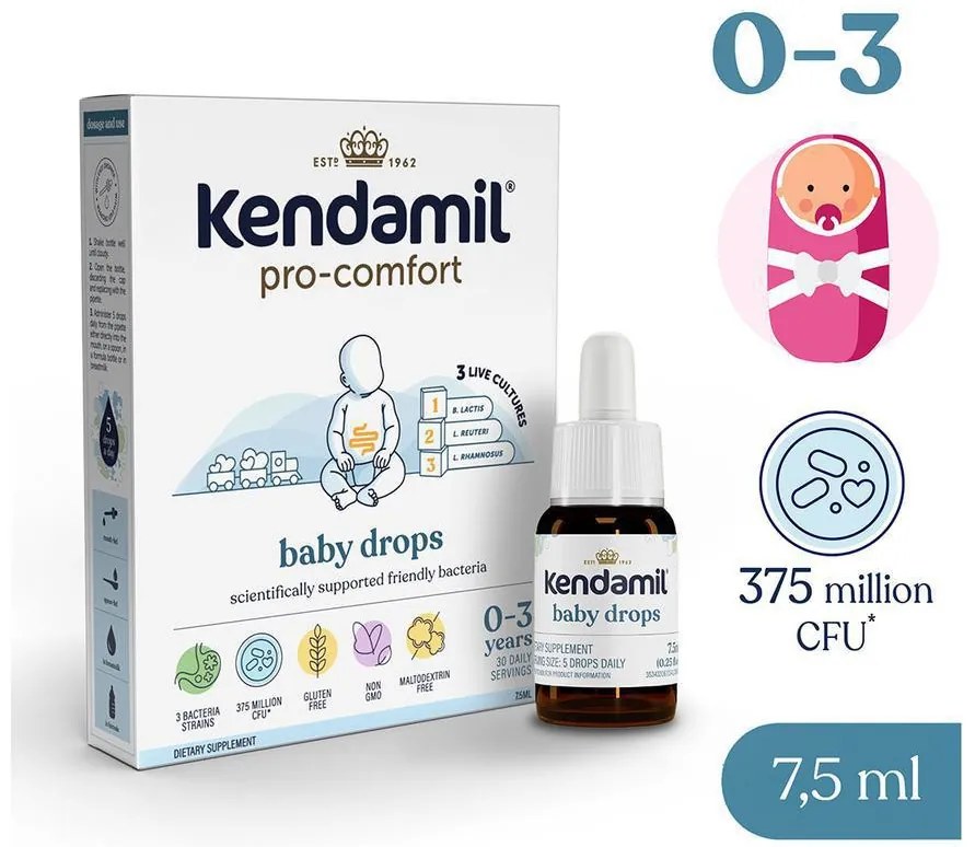 Kendamil pro-comfort kapky pro děti (7,5 ml), doplněk stravy s probiotiky