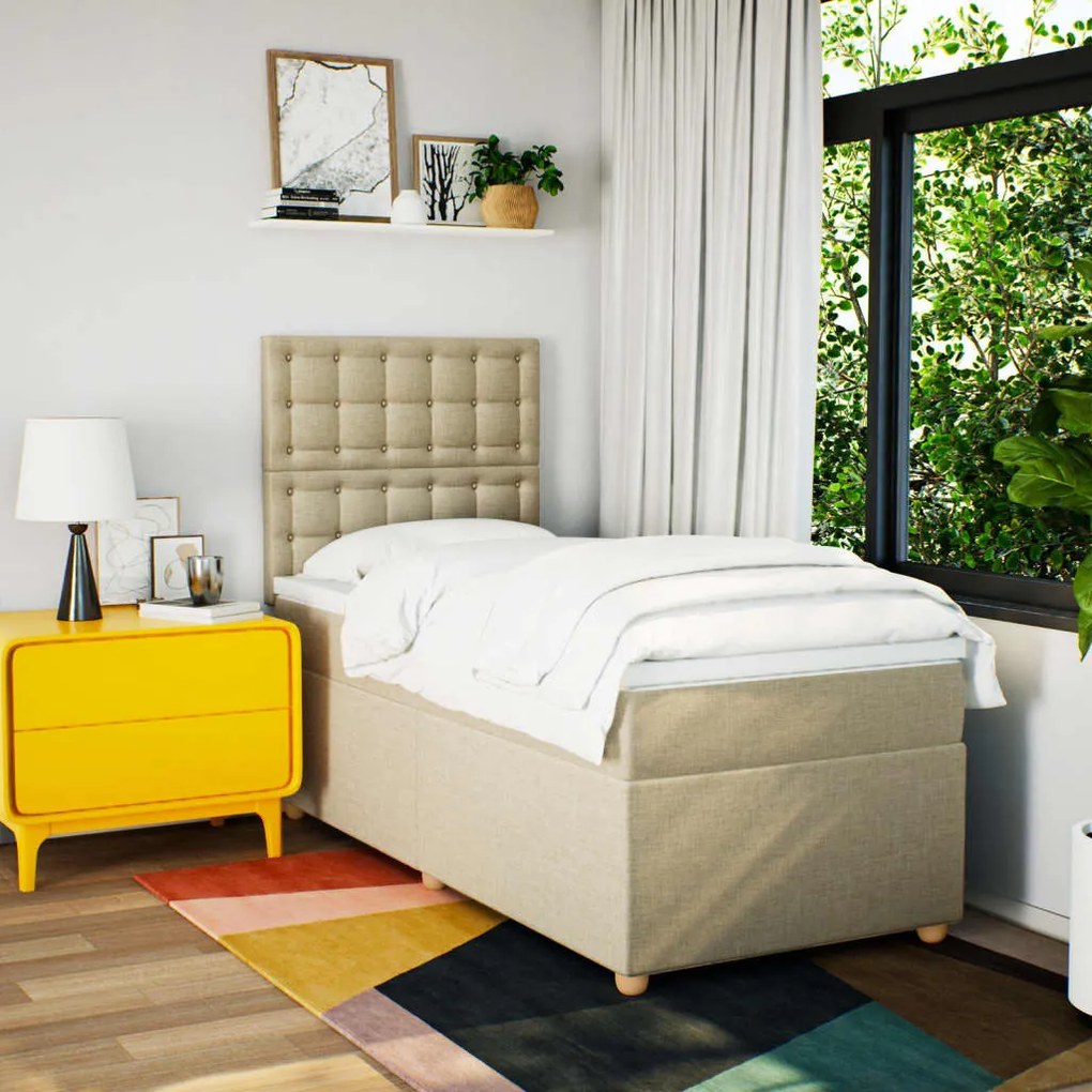Box spring postel s matrací krémová 80 x 200 cm textil 3293426