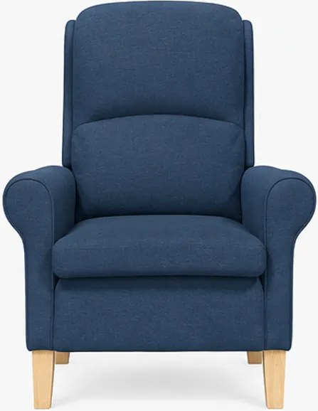 relaxační křeslo, odpočinkové, ušák, dřevo/textil, 101x95x75 cm, přírodní/modrá, Dekorino KR20260041