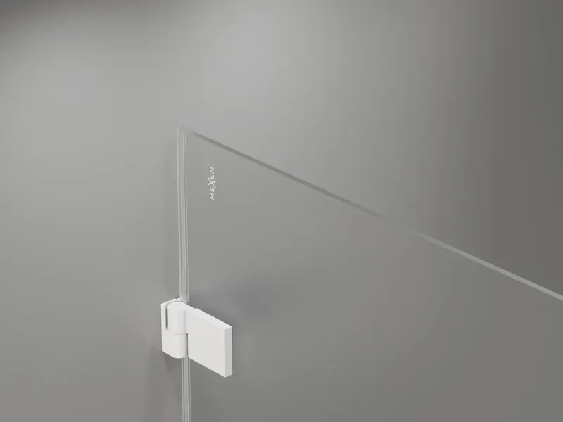 Mexen Lunar-B L, sklápěcí sprchový kout levý 90 x 70 cm, 8mm čiré sklo, bílý profil, 832L-090-070-20-00-L