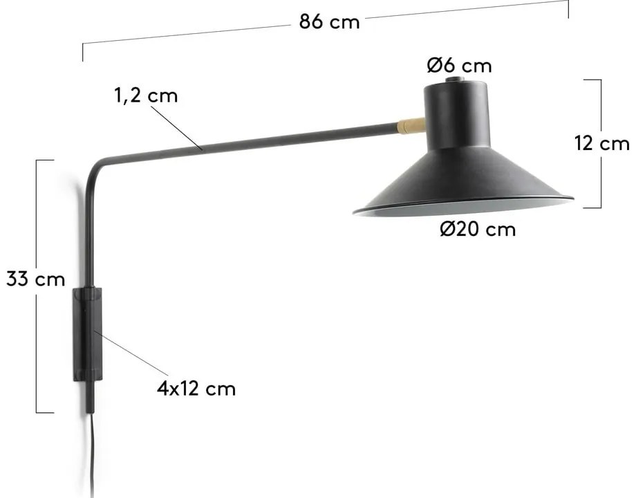 Černé nástěnné svítidlo ø 20 cm Aria – Kave Home