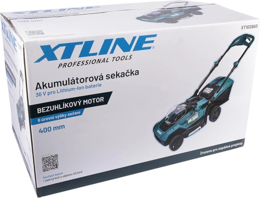 Aku sekačka XTLine XT102893, 400 mm, bezuhlíková, 36 V