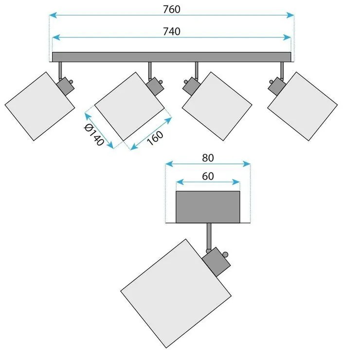Toolight Závěsné osvětlení v Boho stylu APP1825-4W černé