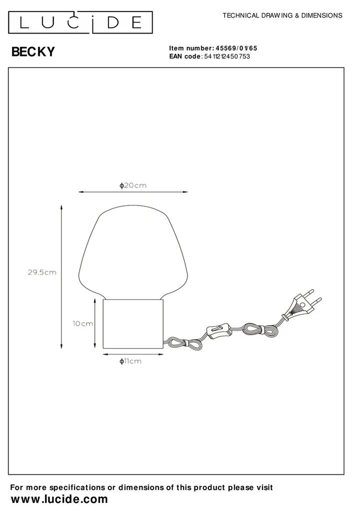 Lucide 45569/01/65 stolní lampa Becky, kouřově šedá, E27, 29,5cm