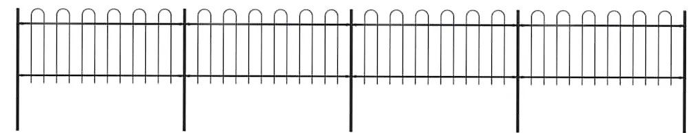 Zahradní plot s obloukem nahoře ocelový 671 x 80 cm černý 277650