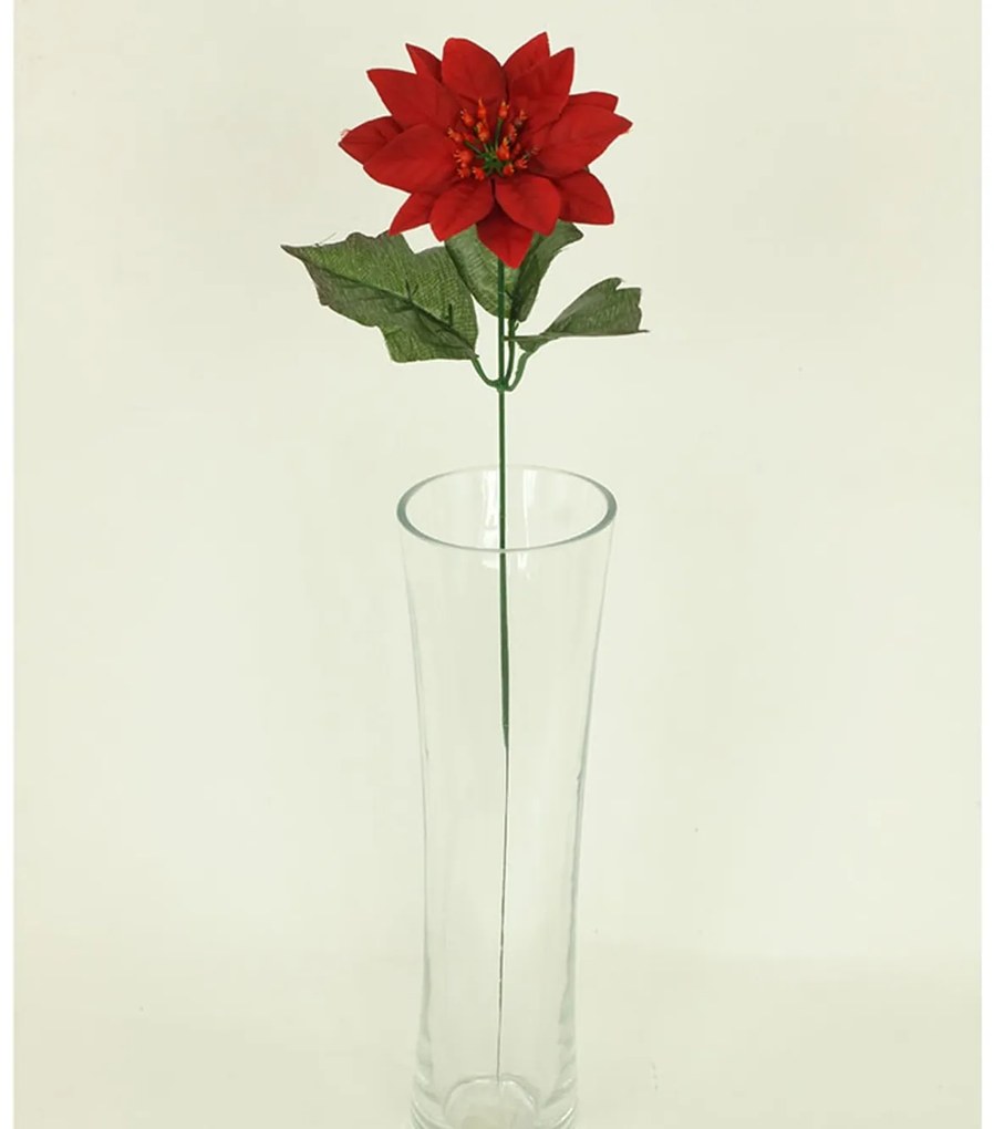 Květina umělá. Poinsécie, vánoční růže , barva červená 1-hlavá. UK-0027