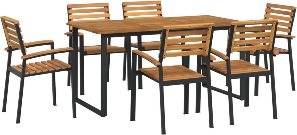 7dílný zahradní jídelní set masivní akáciové dřevo a kov 3155401