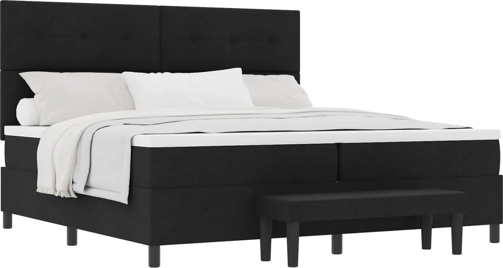 Postel s boxspringem s čelo Černá 200 x 200 cm textil 3344095
