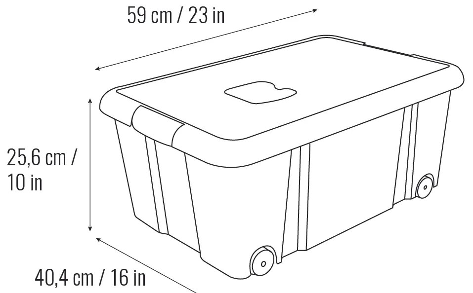 Plastový uložný box s víkem a kolečky EKO 36L, 2 ks