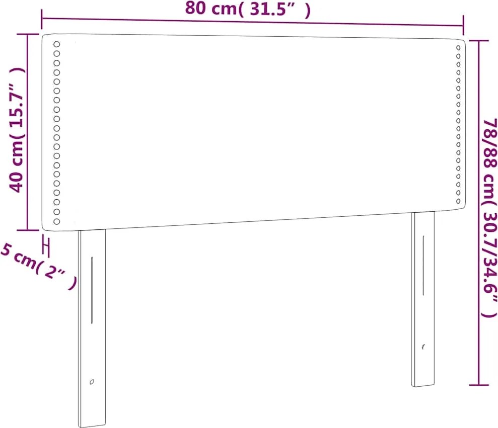 Čelo postele s LED tmavě šedé 80 x 5 x 78/88 cm textil 3121447