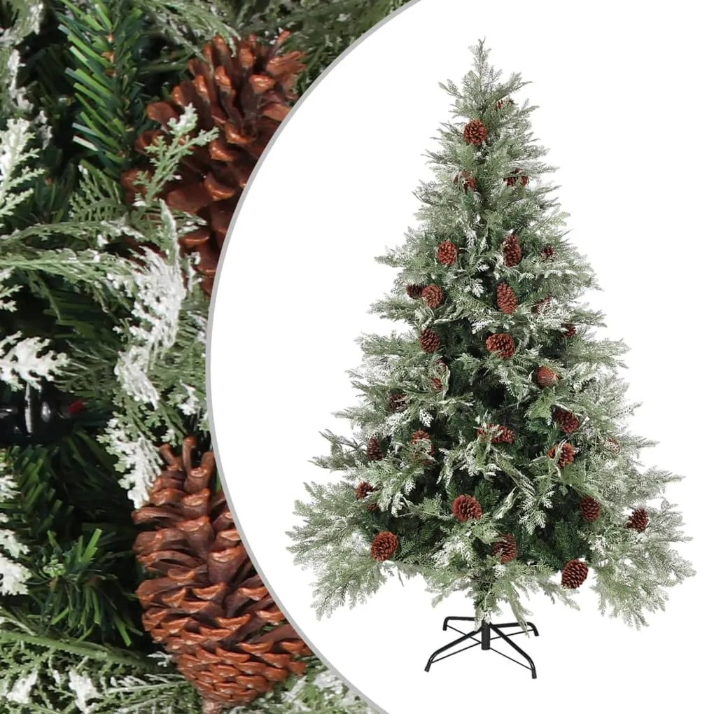 Vánoční stromek se šiškami zelenobílý 150 cm PVC a PE - Default Title