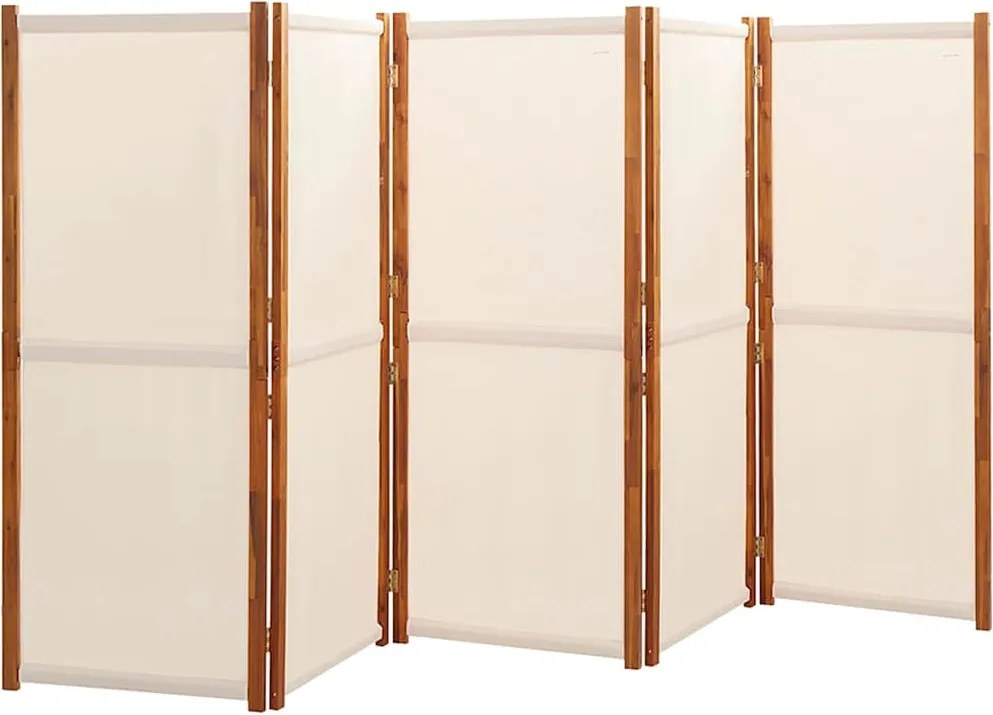 5dílný paraván krémově bílý 350 x 180 cm 319185